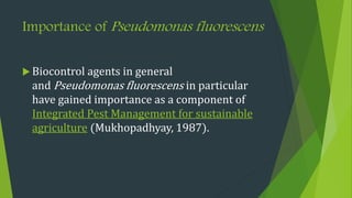 Use of Pseudomonas fluoroscens as biocontrol agent | PPTX