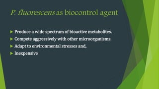 Use of Pseudomonas fluoroscens as biocontrol agent | PPTX