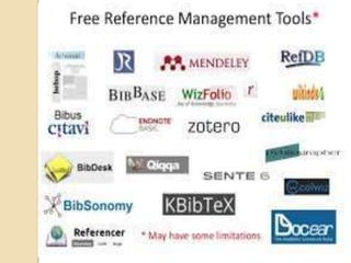 Use of reference management tools in Reserch : Zotero and Mendeley | PPTX