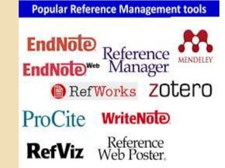 Use of reference management tools in Reserch : Zotero and Mendeley | PPTX