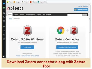 Use of reference management tools in Reserch : Zotero and Mendeley | PPTX