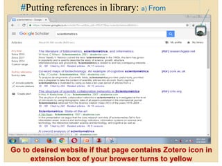 Use of reference management tools in Reserch : Zotero and Mendeley | PPTX