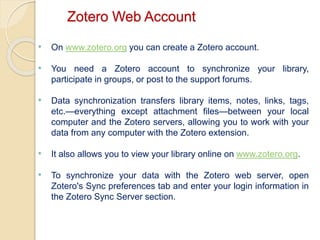 Use of reference management tools in Reserch : Zotero and Mendeley | PPTX