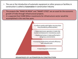 Use of robotics and machineries in construction | PPT