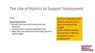 Use of Rubrics to Support Assessment | PPTX