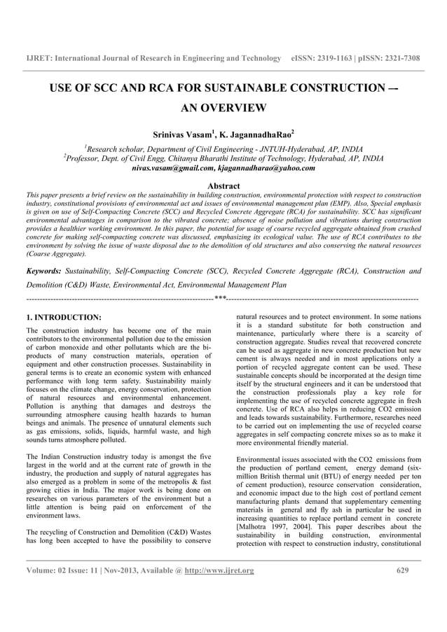 Use of scc and rca for sustainable construction – | PDF