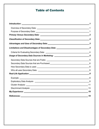 Use of secondary data in marketing analytics | PDF