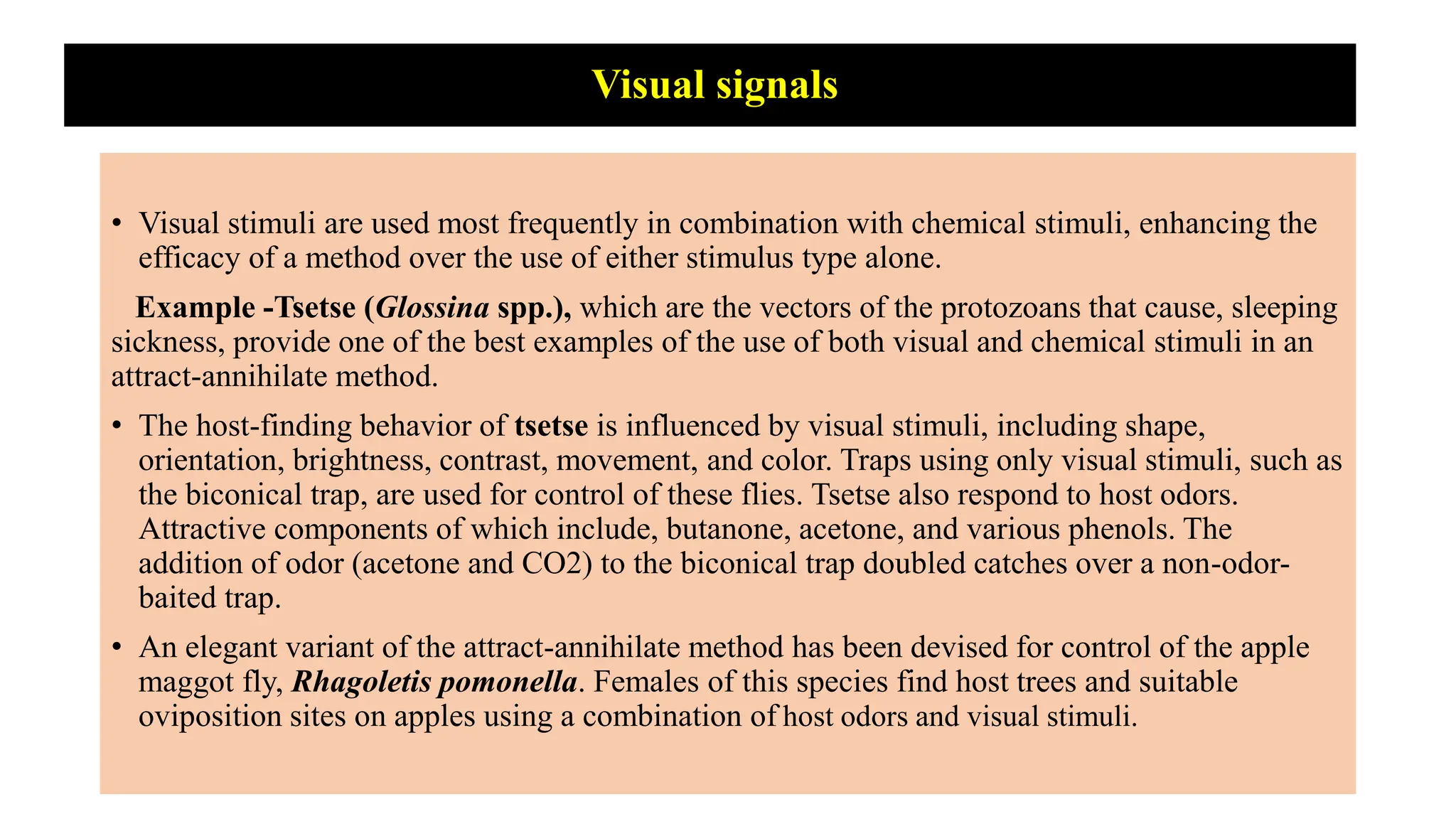 Use of Semiochemicals, Auditory stimuli and Visual f.ppt