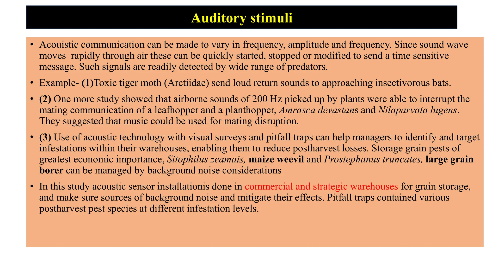 Use of Semiochemicals, Auditory stimuli and Visual f.ppt