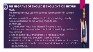 USE OF SHOULD-SHOULDN´T.pdf | Dental Health | Diseases and Conditions