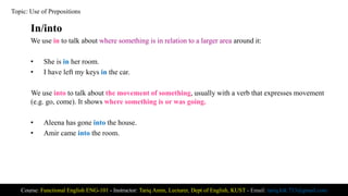 Use of some prepositions | PPTX