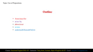 Use of some prepositions | PPTX