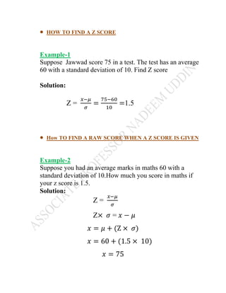 Use of standardized scores or z scores | PDF