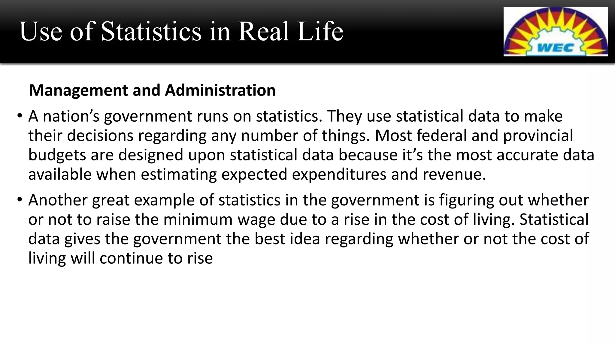 Use of Statistics in real life | PPTX