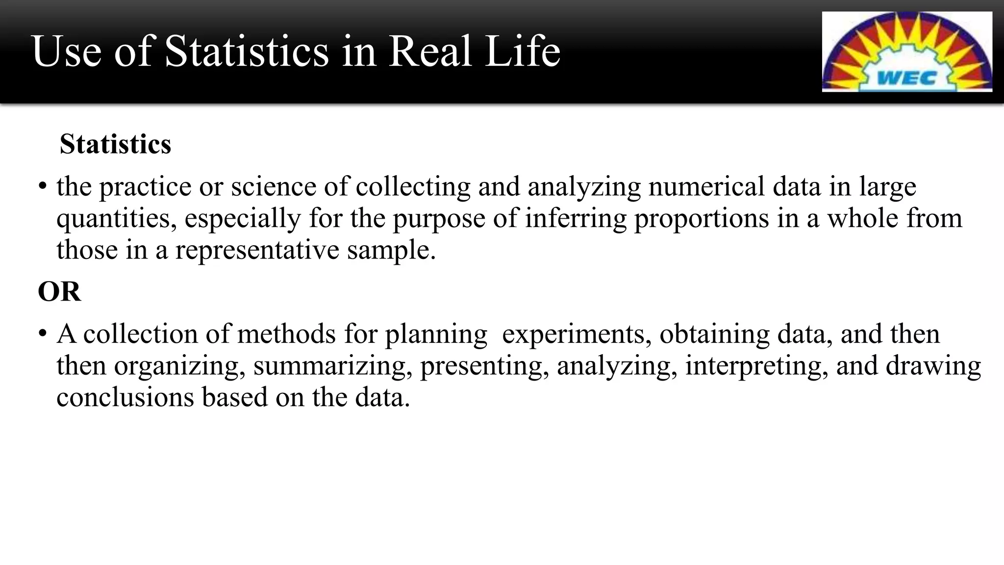 Use of Statistics in real life | PPTX