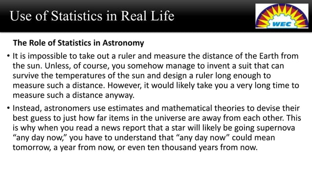 Use of Statistics in real life | PPTX | Weather | Science