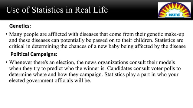 Use of Statistics in real life | PPTX | Weather | Science