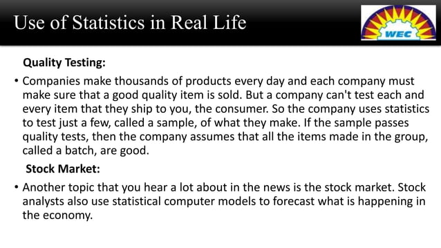 Use of Statistics in real life | PPTX | Weather | Science