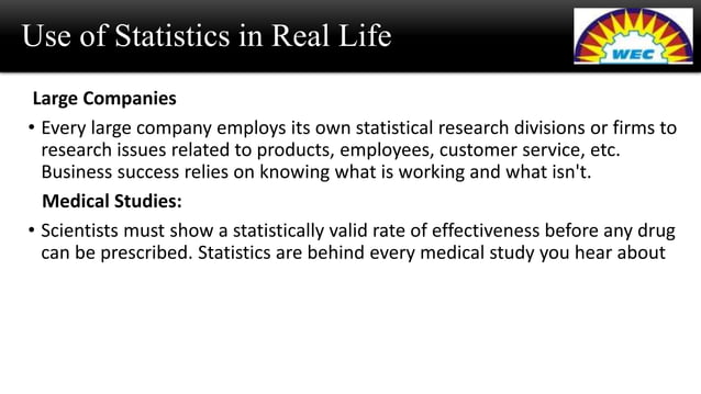 Use of Statistics in real life | PPTX | Weather | Science