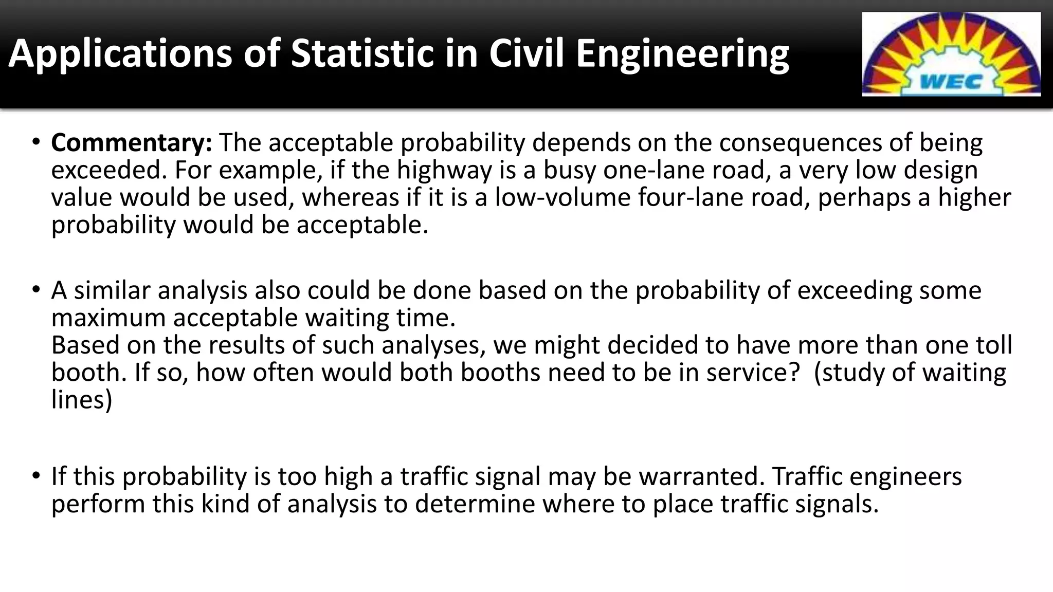 Use of statistics in civil engineering | PPTX