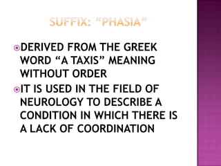 Use Of Suffixes In Neurology | PPT
