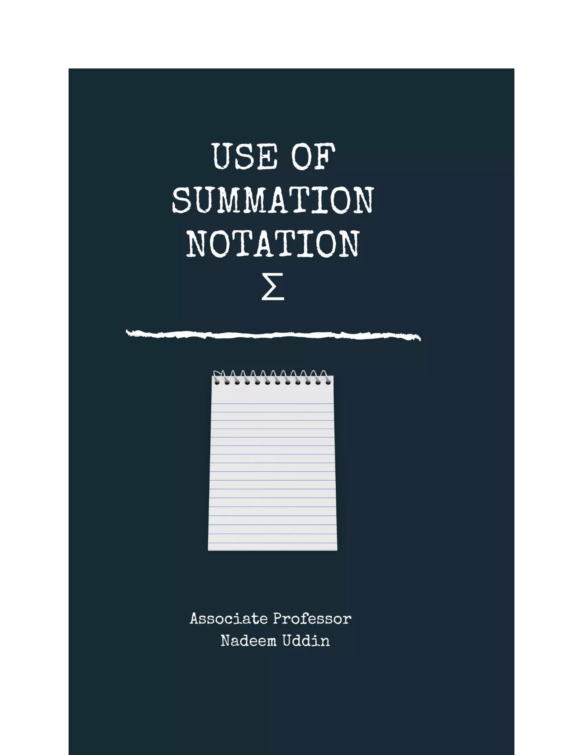 Use Of Summation Notation Pdf