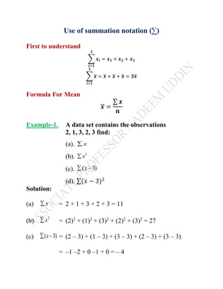 Summation Notation Examples