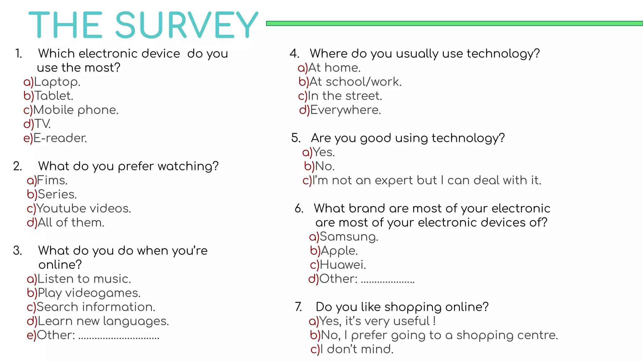 A Survey on the Use of technology, by Diana Fidalgo (ESO2) | PDF | Tablets and E-readers ...