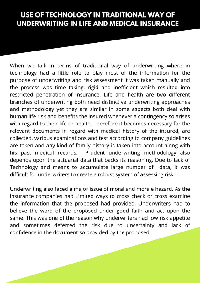 Use of technology in life and medical underwriting | PDF | Life ...