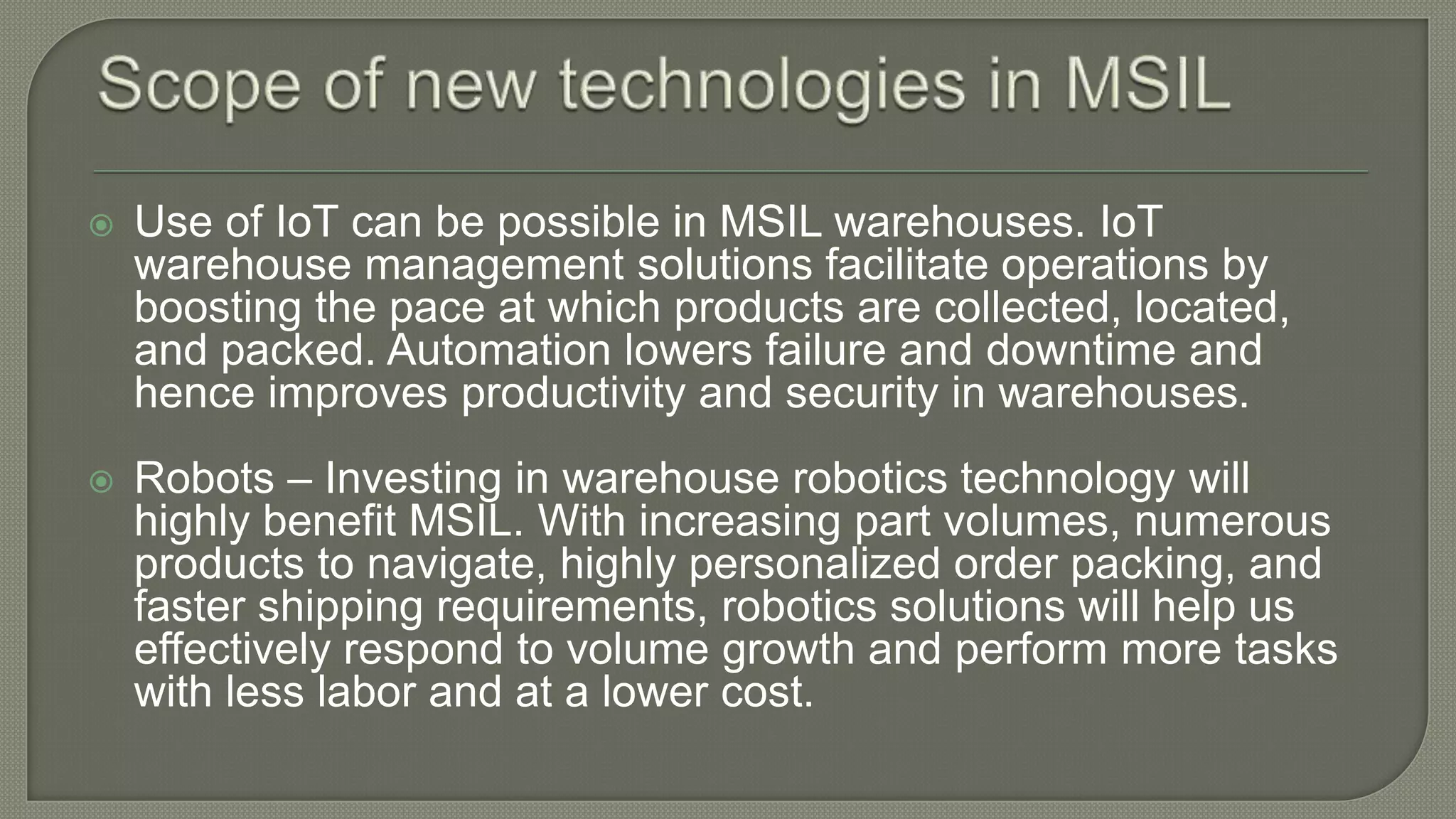 Use of technology in warehousing | PPTX