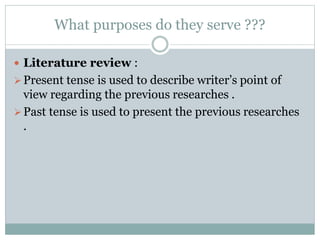Use of tense in academic and research writings | PPTX