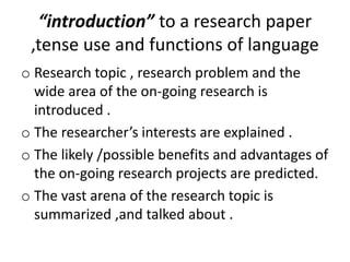 Use of tense in academic and research writings | PPTX | Science