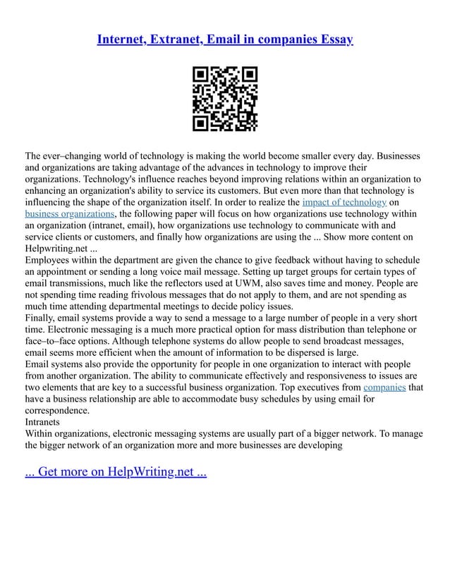 Use Of The Internet, Intranets, And Extranets By Companies... | PDF ...