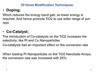 Use of TiO2 nanotubes in CO2 conversion | PPT