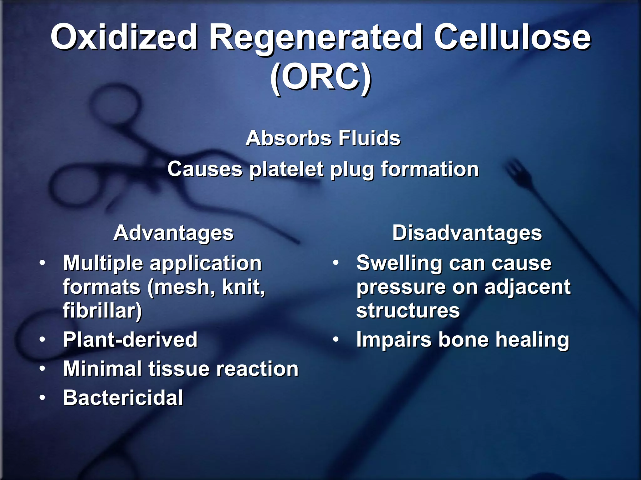 Use Of Tissue Sealants And Hemostatic Agents | PPT