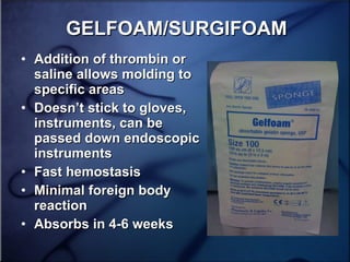 Use Of Tissue Sealants And Hemostatic Agents | PPT