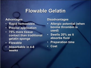 Use Of Tissue Sealants And Hemostatic Agents | PPT
