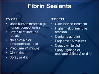 Use Of Tissue Sealants And Hemostatic Agents | PPT
