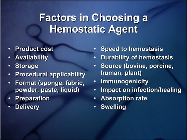 Use Of Tissue Sealants And Hemostatic Agents | PPT | First Aid | Injuries