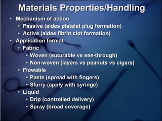 Use Of Tissue Sealants And Hemostatic Agents | PPT