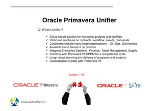 Use of unifier with primavera | PDF