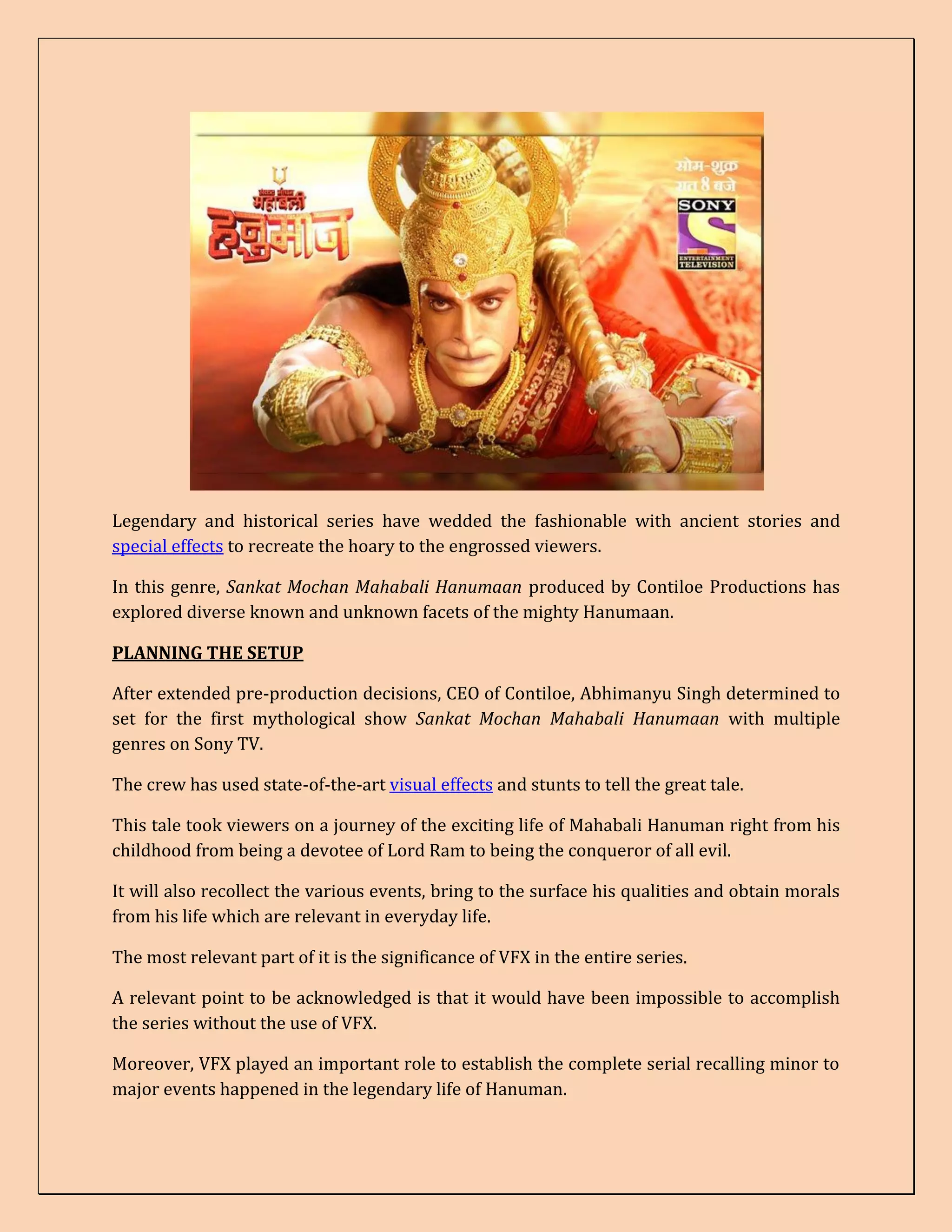 VFX IN MAHABALI HANUMAN TV SERIES | PDF