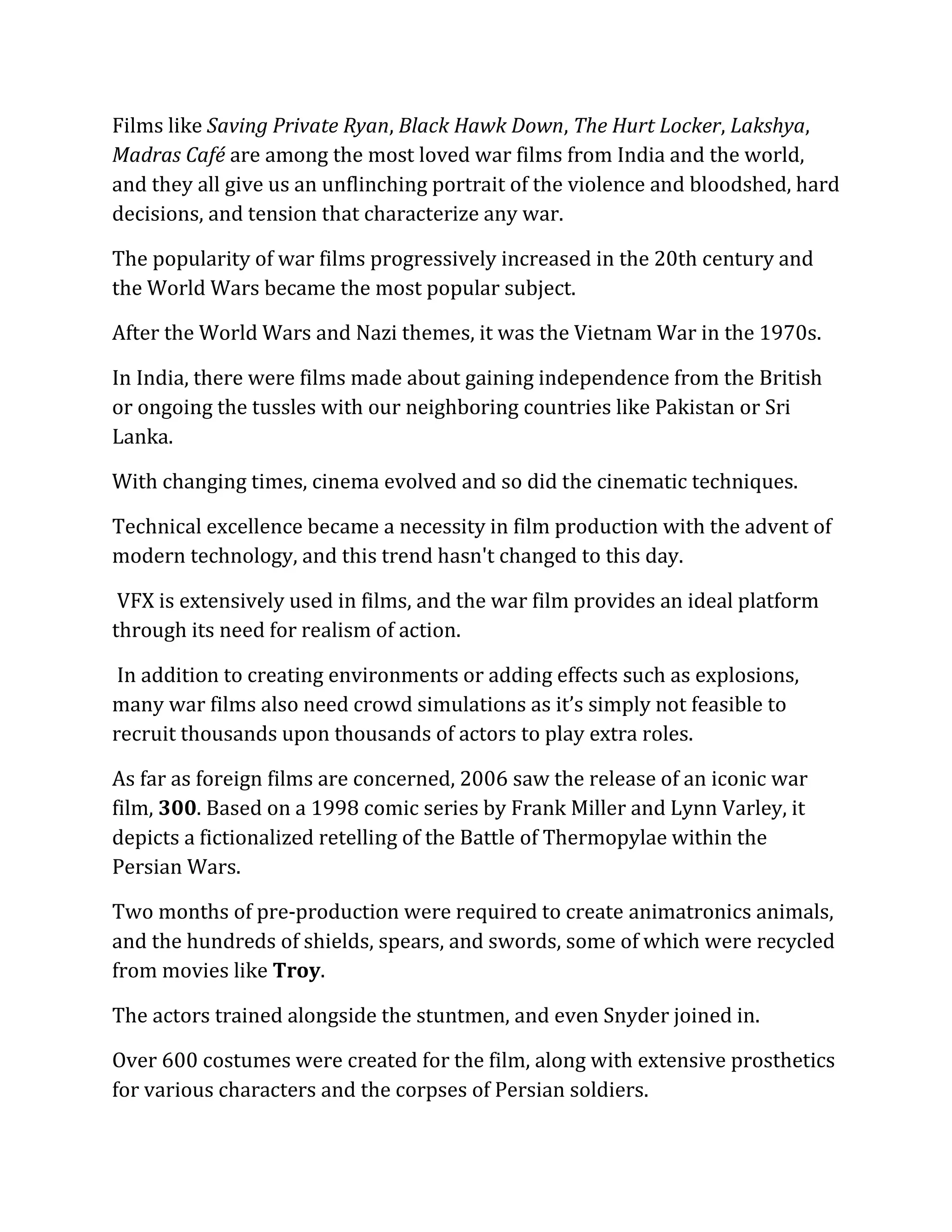 Use Of VFX In War Scenes In Movies | PDF