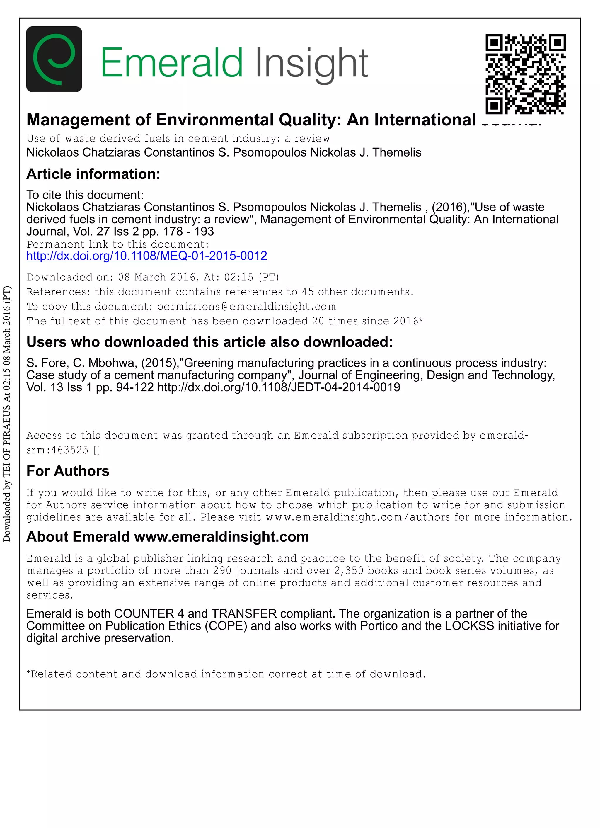 Use of waste derived fuels in Cement industry.pdf