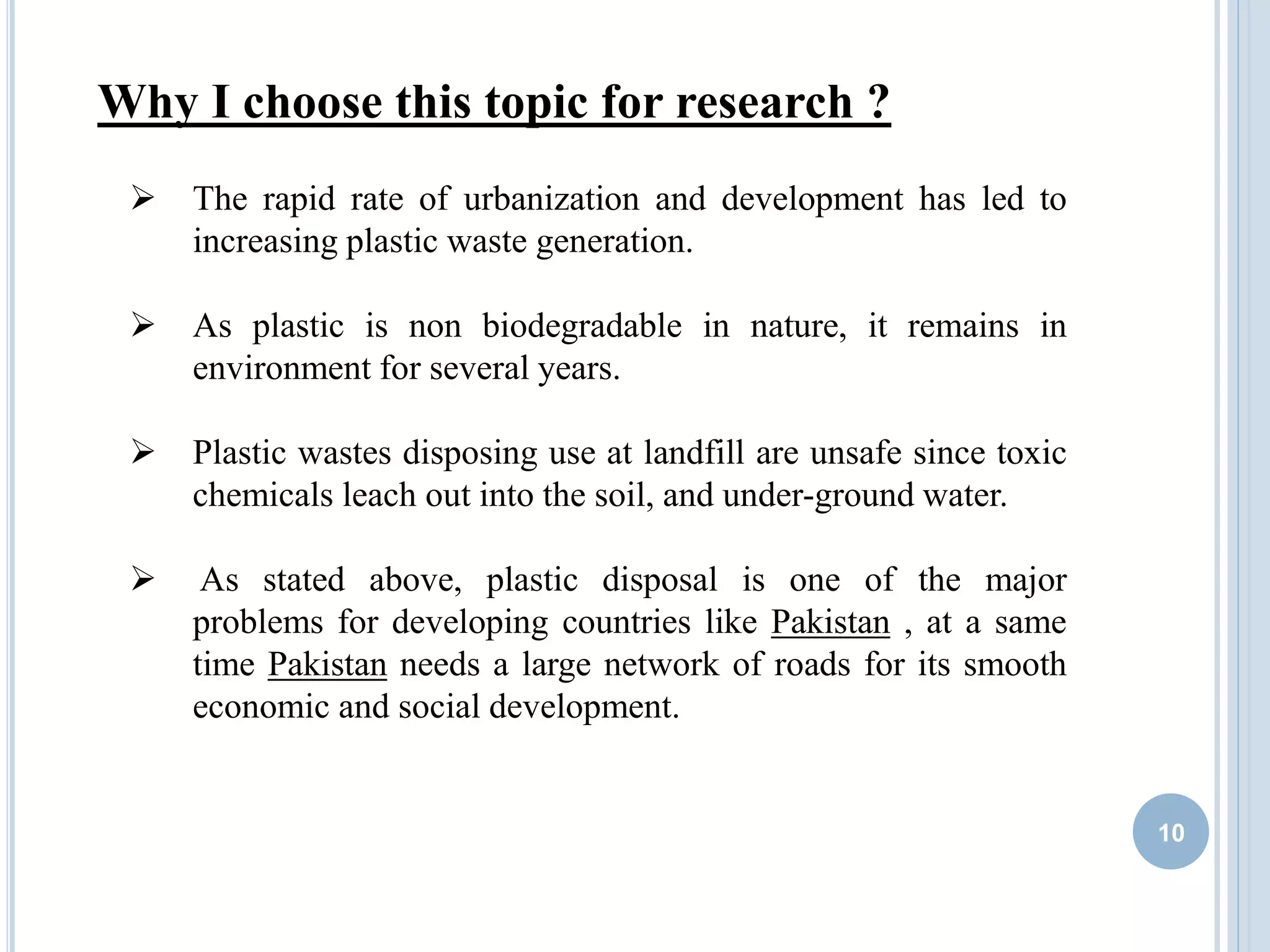 Use of waste plastic in road construction | PPTX