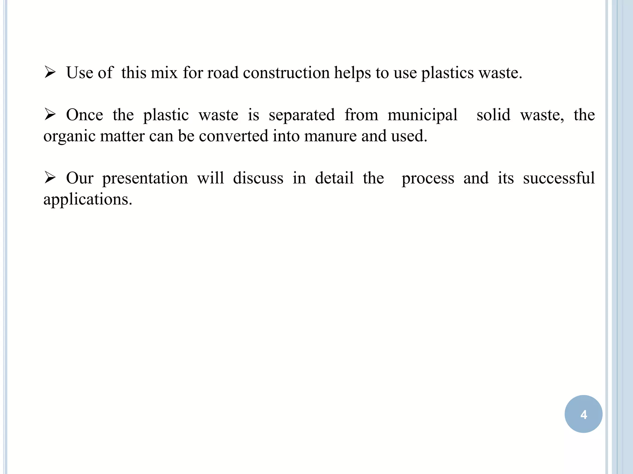 Use of waste plastic in road construction | PPTX