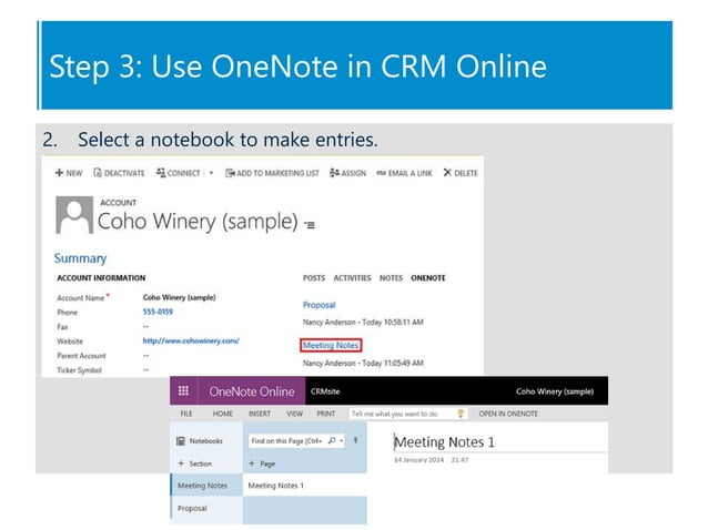 Use OneNote in CRM Online (Dynamics CRM 2015 Update 1) | PPT