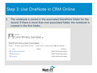 Use OneNote in CRM Online (Dynamics CRM 2015 Update 1) | PPT