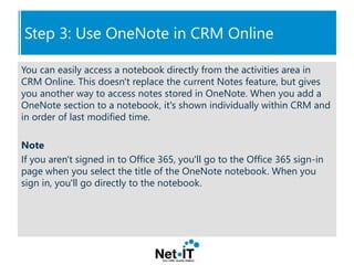Setup OneNote Integration in Microsoft Dynamics CRM Online | PPT
