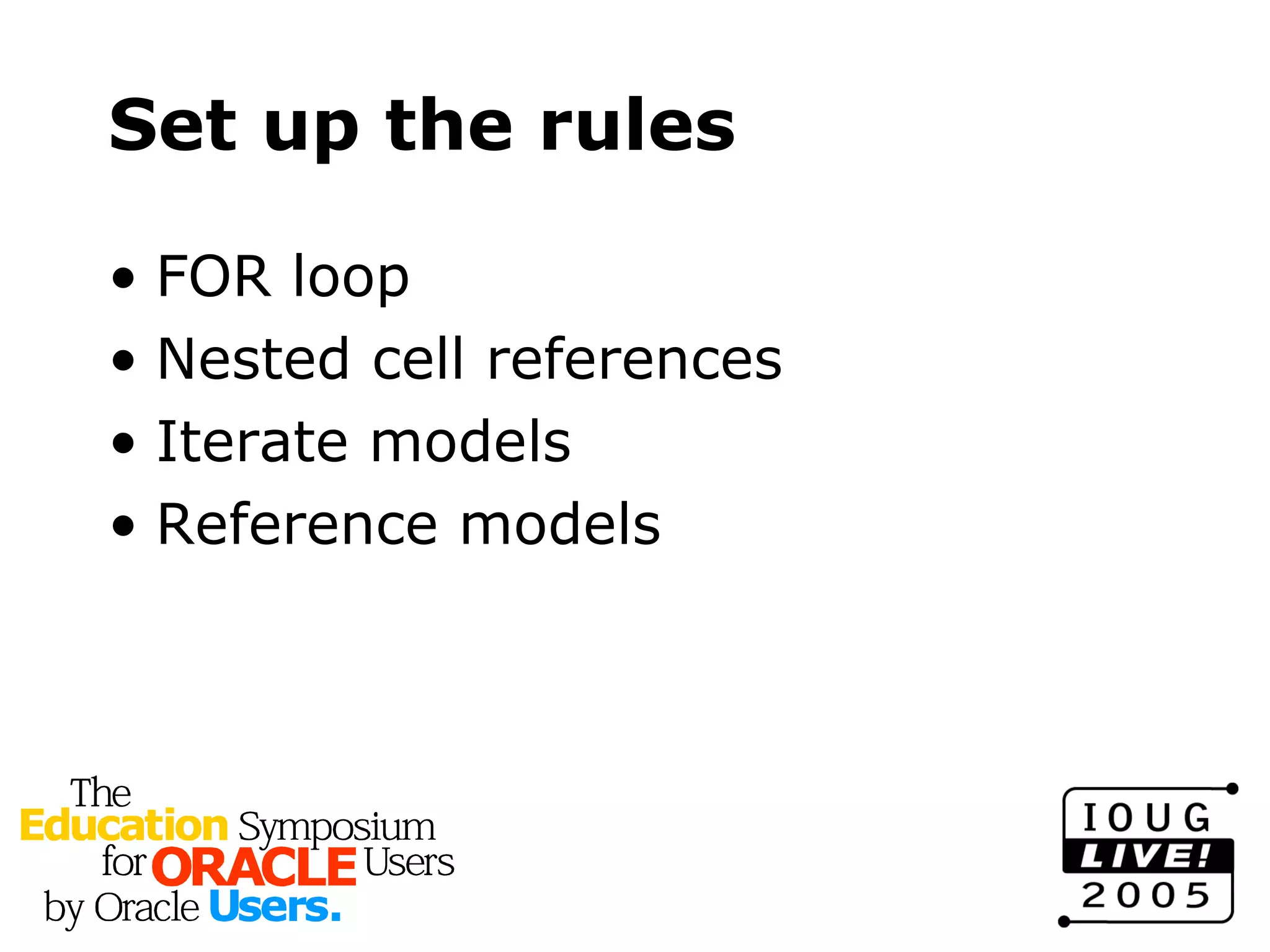 Use Oracle 10g Sql Modeling To Perform Complex Calculations | PPT